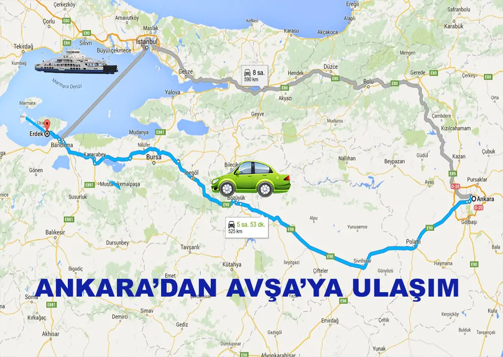 Ankara'dan Avşa Adası'na Nasıl Gidilir? | avsaisland.com